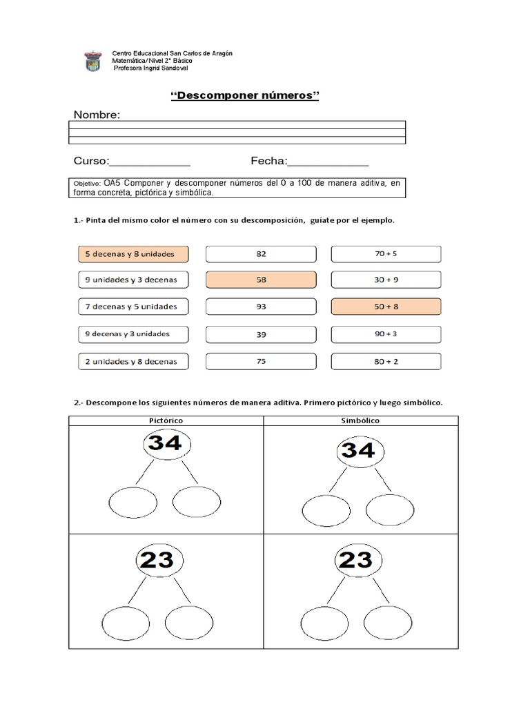 2°-Básico-Matemática-Guía-Descomposición-de-números | PDF