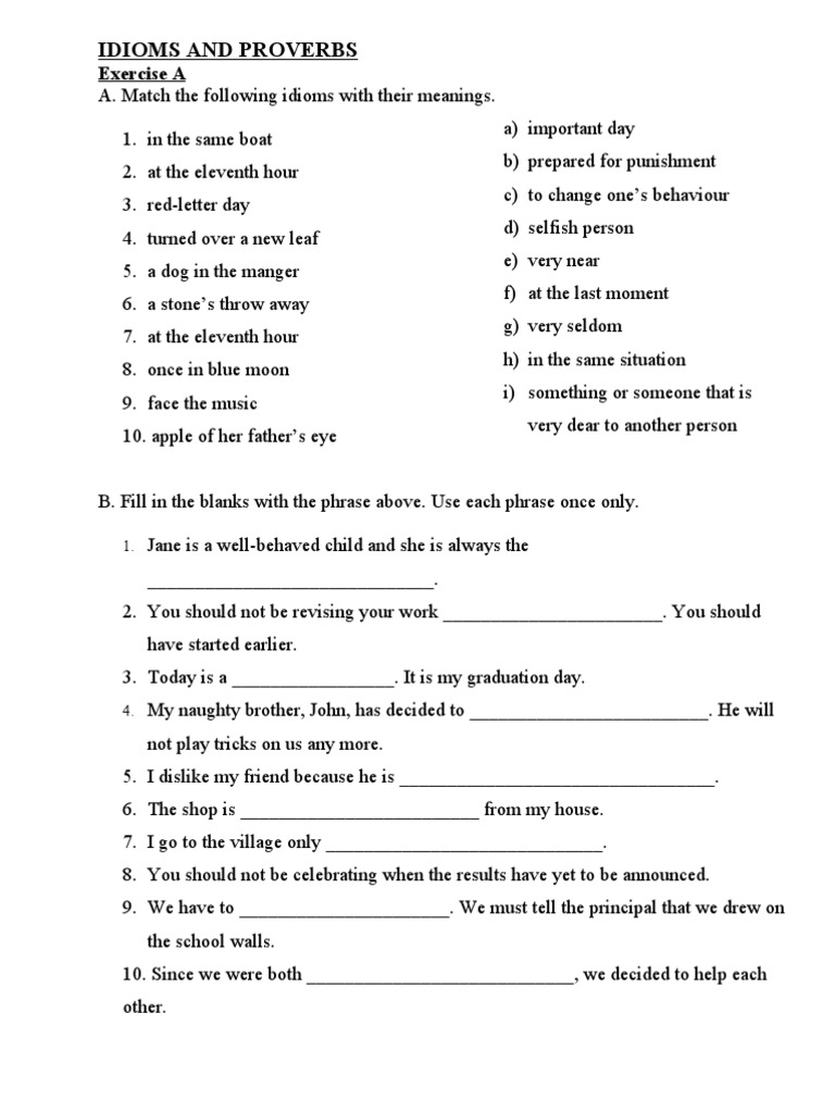 Idioms and Proverbs | PDF