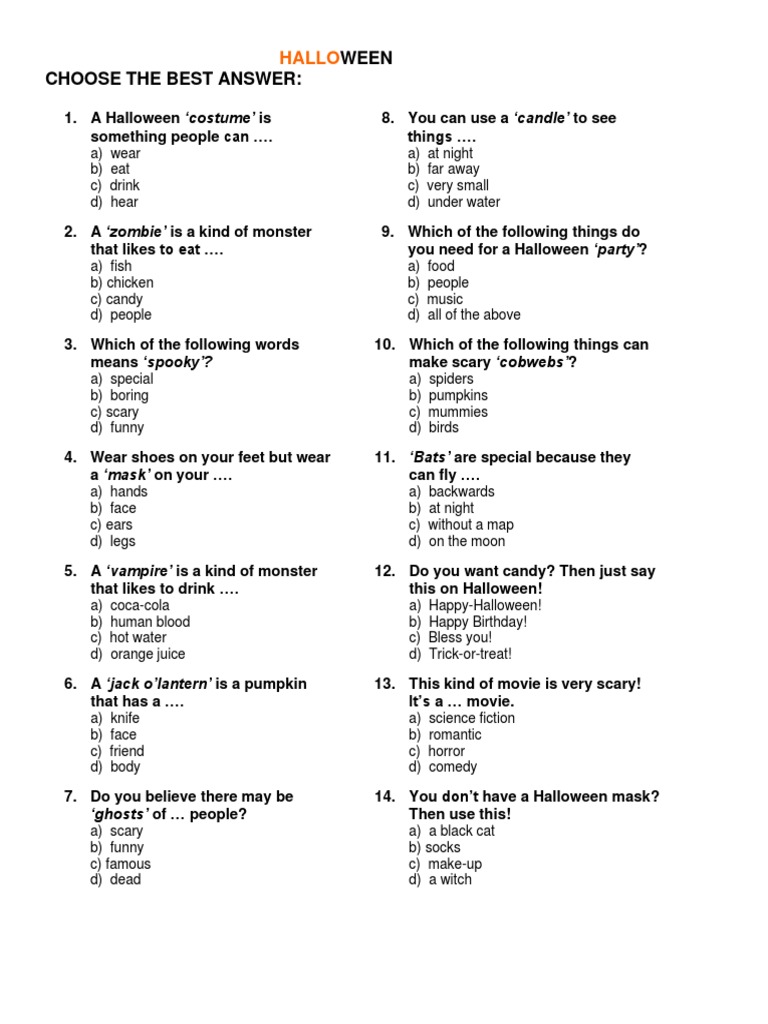 Halloween Vocabulary Activity 1 | PDF | Halloween | Trick Or Treating