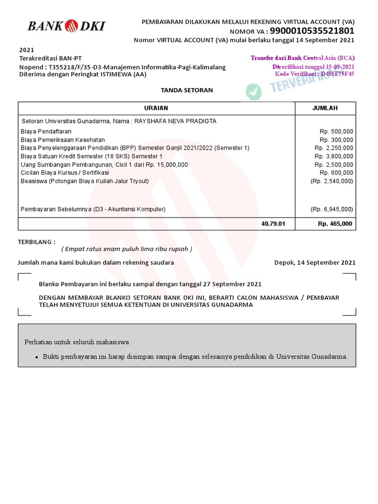 Pembayaran UKT Universitas Gunadarma | PDF