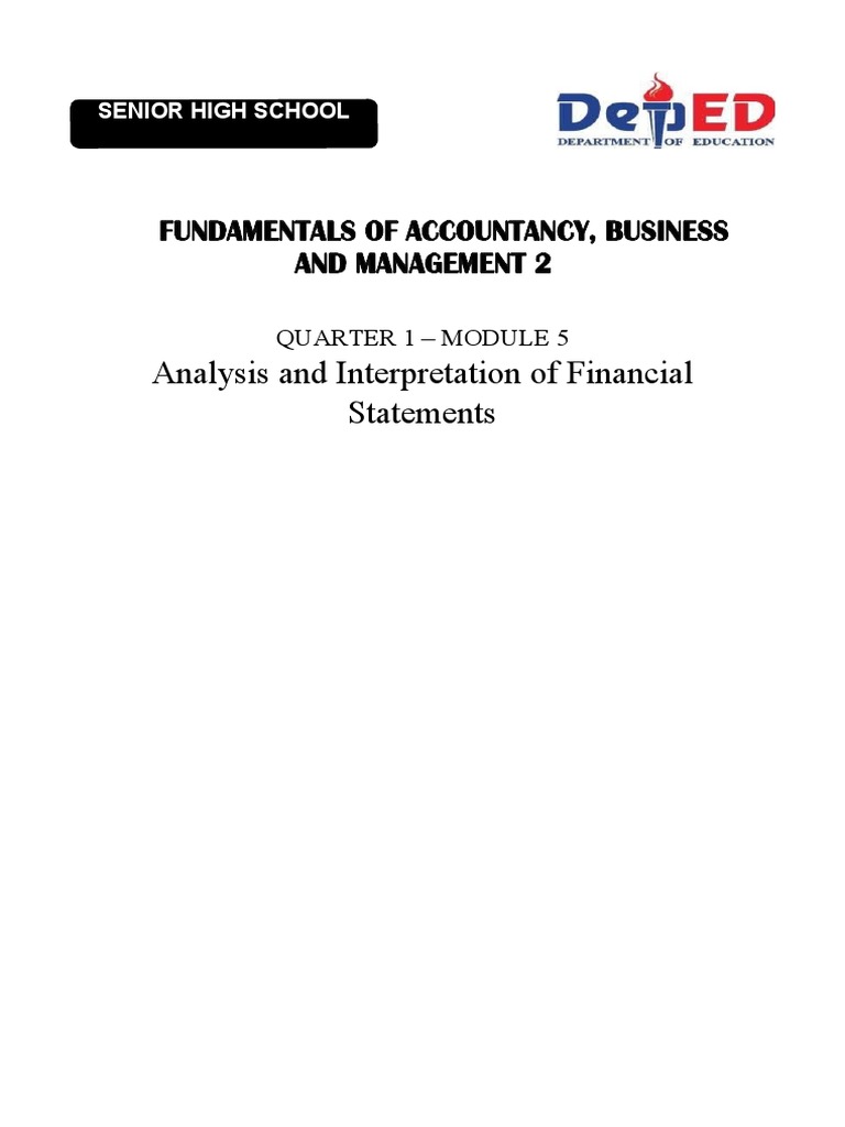 Analysis and Interpretation of Financial Statements: Quarter 1 - Module ...