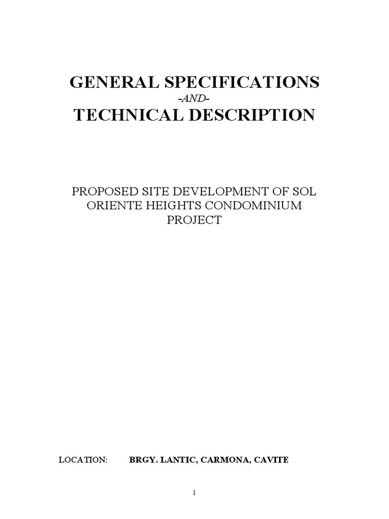 Sol Oriente Heights Condo Technical Specs | PDF | Plumbing | Door