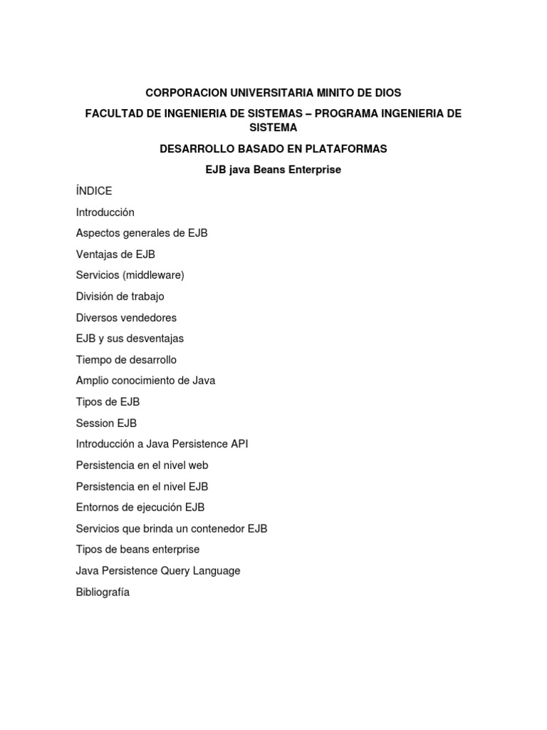 Introducción a Enterprise Java Beans | PDF | Java (lenguaje de programación) | Objeto (informática)