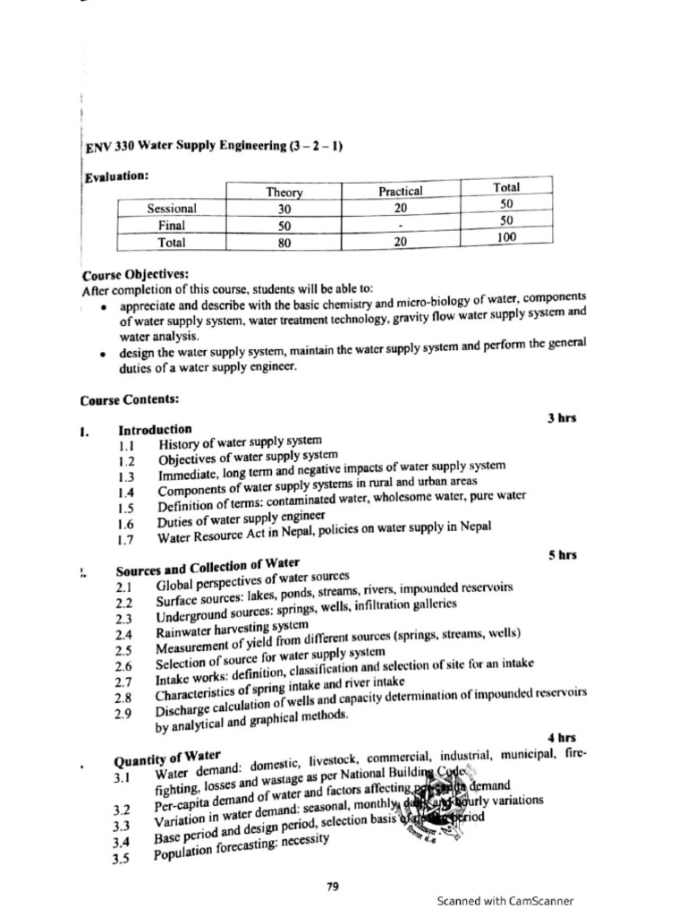 Water Supply Syllabus | PDF