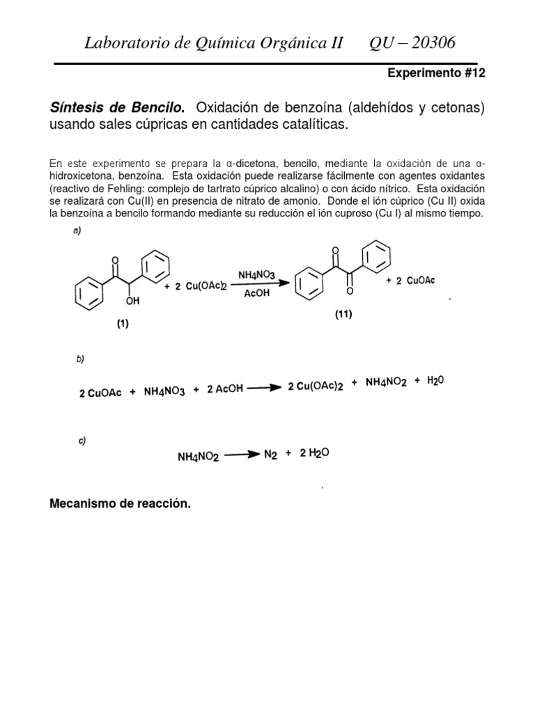 Práctica 10 Síntesis de Bencilo | PDF | Redox | Reacciones químicas