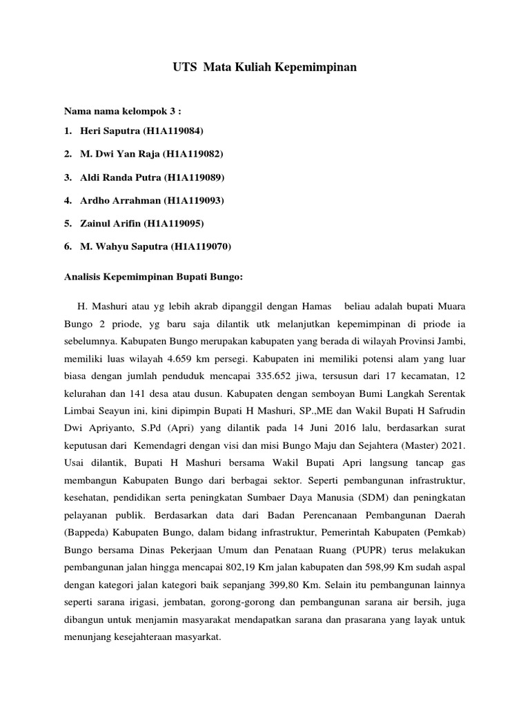 UTS Kelompok 3 Kepemimpinan | PDF