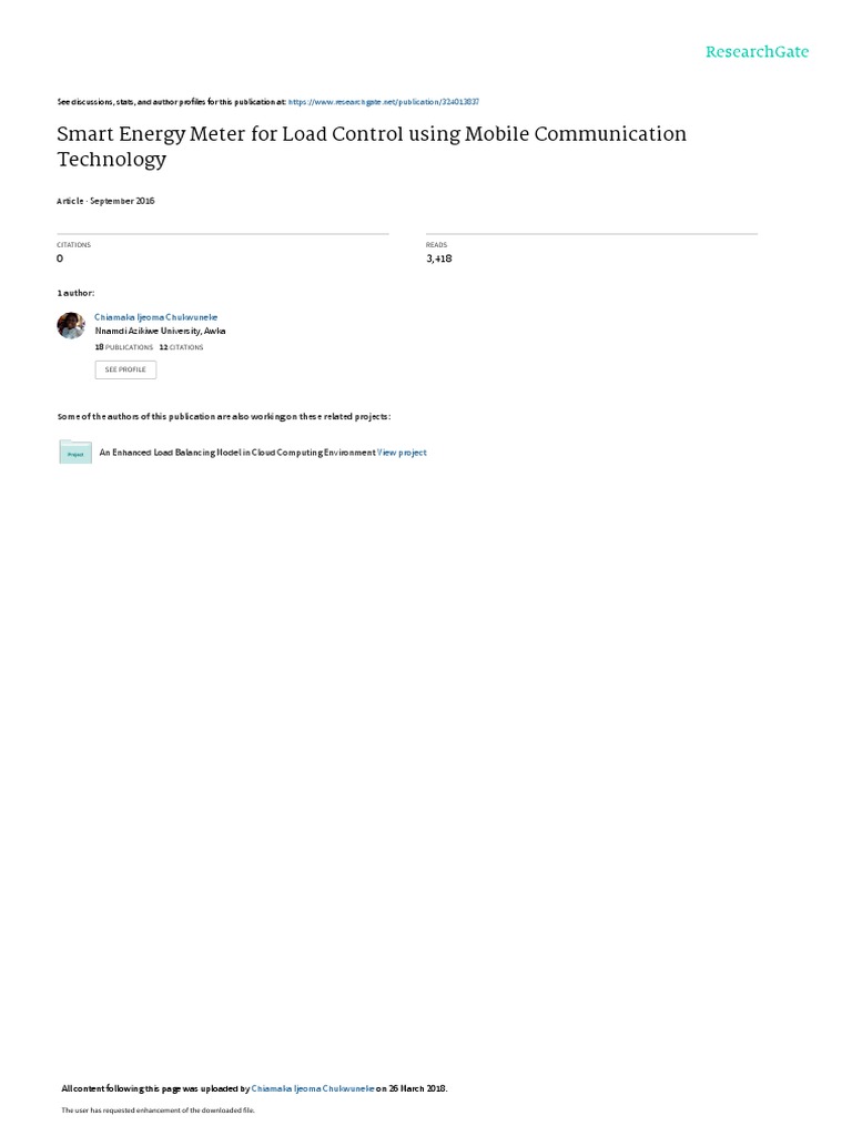 Smart Energy Meter For Load Control Using Mobile Communication ...