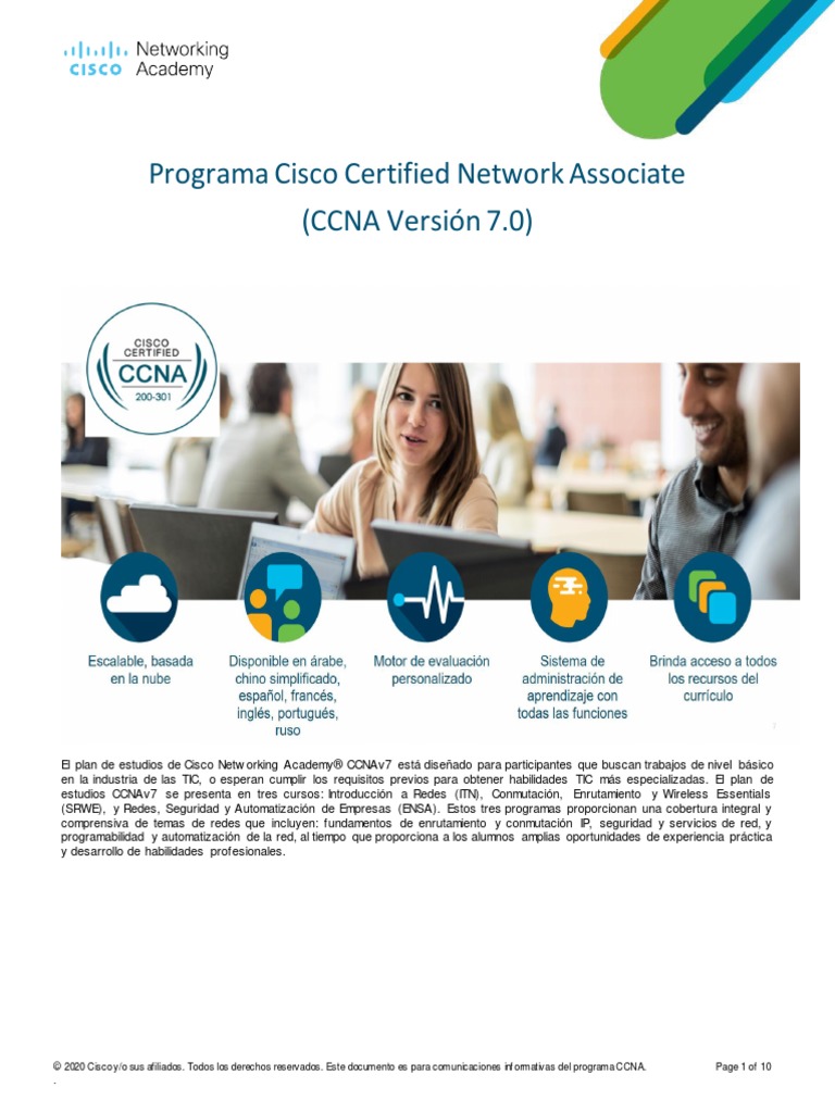 Programa Cisco Certified Network Associate (CCNA Versión 7.0) | PDF | Enrutador (Computación ...