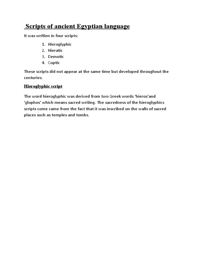 Scripts of Ancient Egyptian Language | PDF
