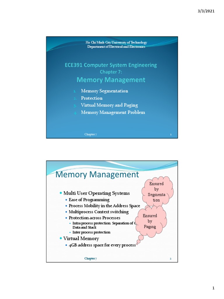2021 - ECE391 - Ch7 - Memory Management | PDF | Office Equipment | Computer Science