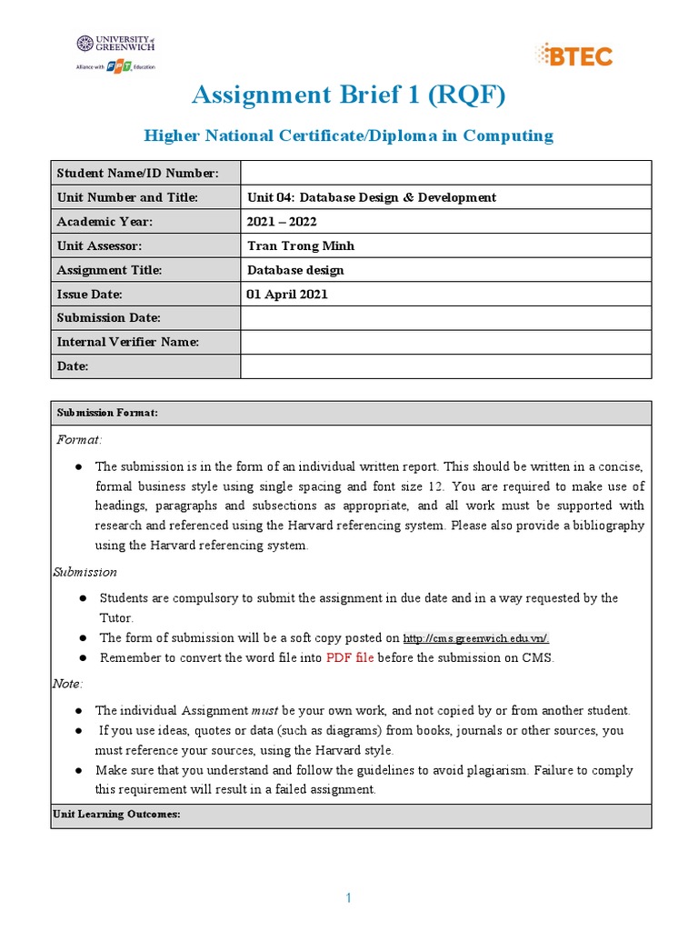 1 - 04-DDD - Assignment 1 Brief | Download Free PDF | Databases | Relational Database