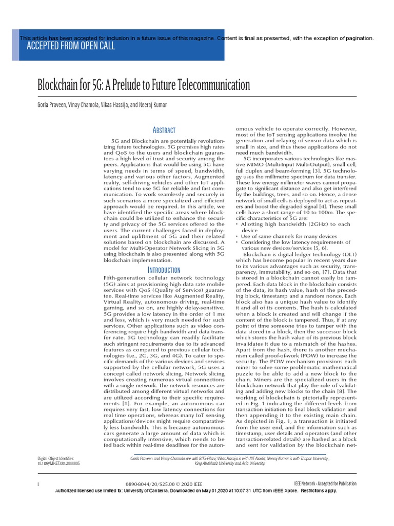 Blockchain For 5G - A Prelude To Future Telecommunication | PDF ...