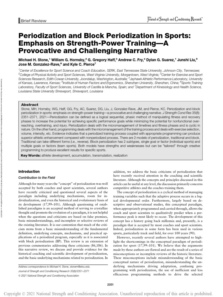 Periodization and Block Periodization in Sports .39 | PDF | Paradigm ...