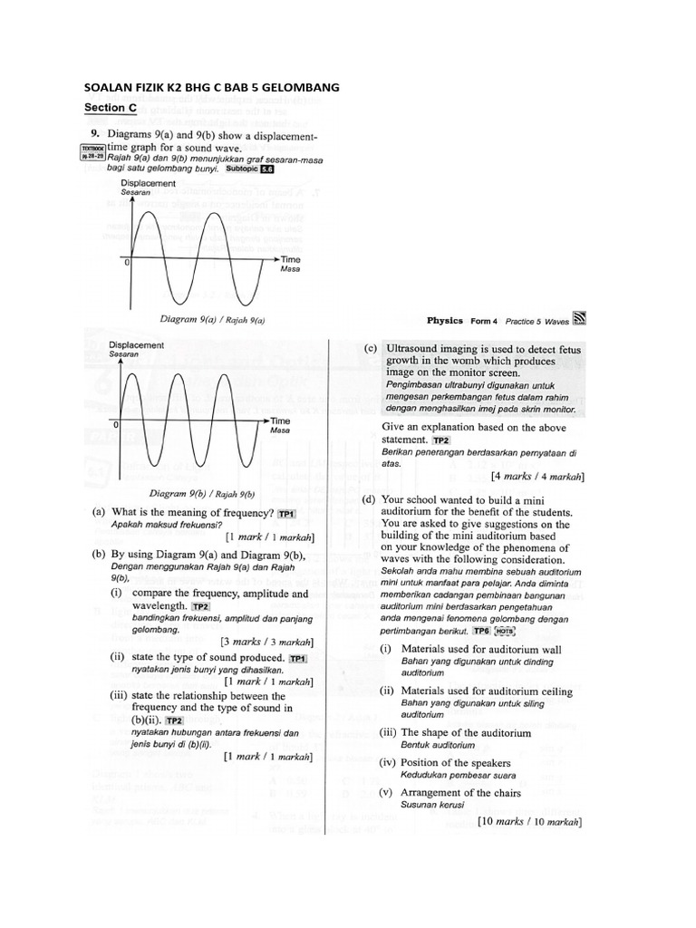 Soalan Fizik T4 K2 BHG C Bab 5 Gelombang | PDF