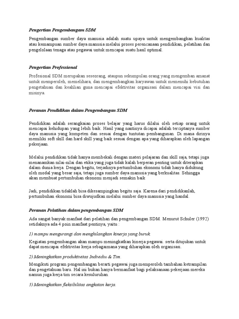 Pengembangan SDM: Pendidikan dan Pelatihan | PDF
