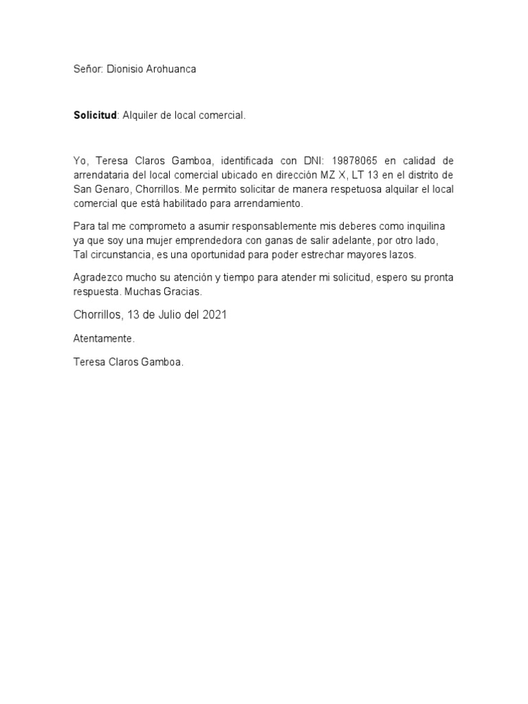 Solicitud Local Comercial | PDF