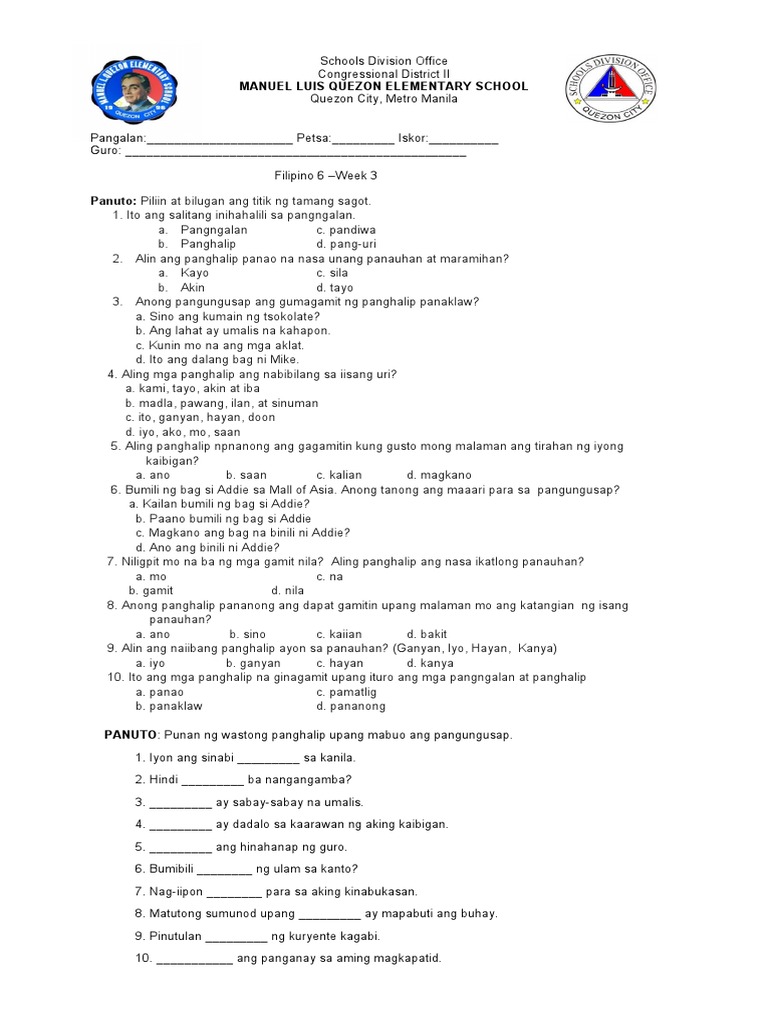 Worksheet Week 3 Filipino 6 | PDF