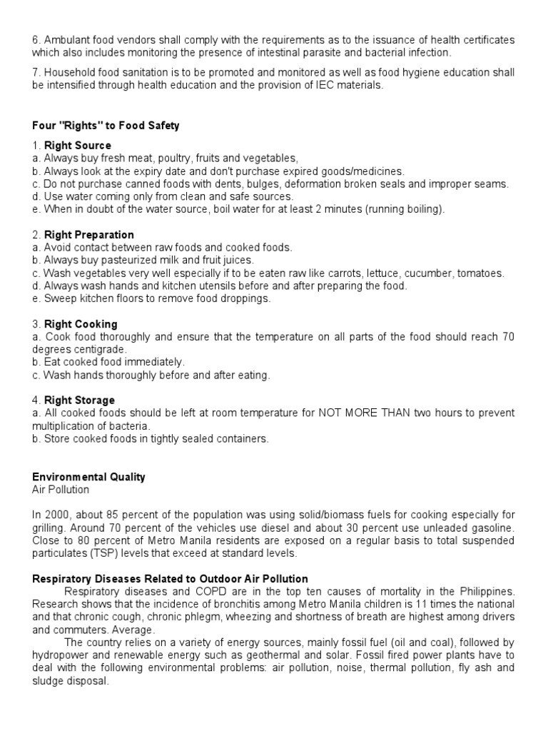 Four "Rights" To Food Safety | PDF | Foods | Air Pollution