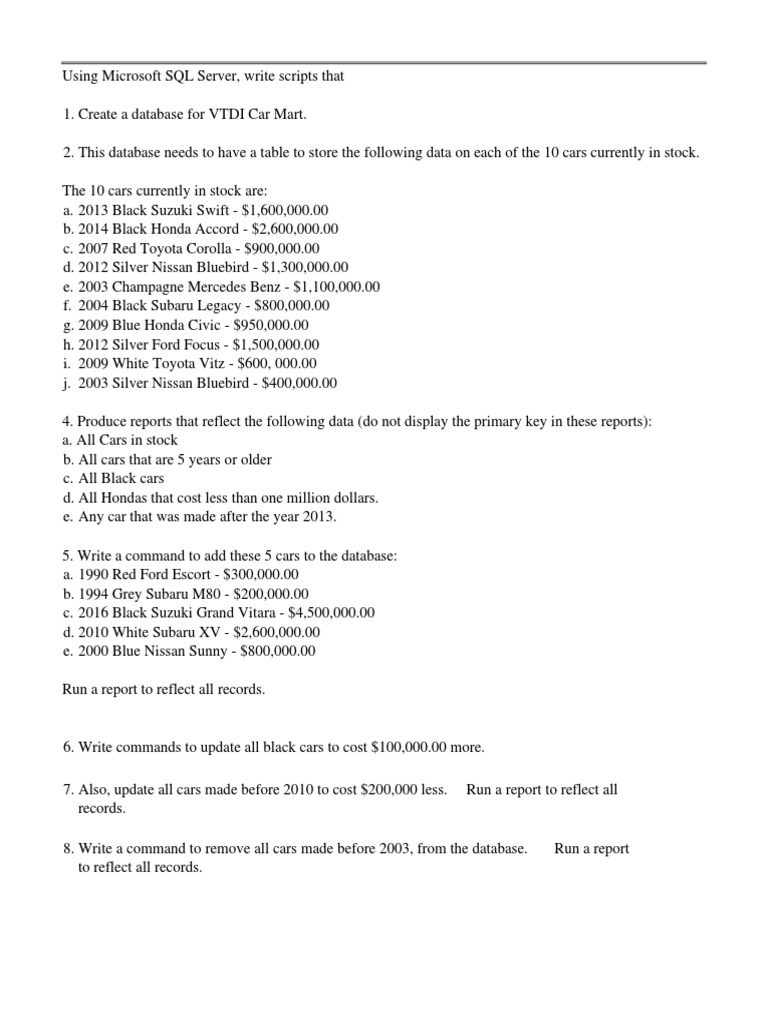 Database Development - in Class CRUD Challenge 2 | PDF | Databases ...