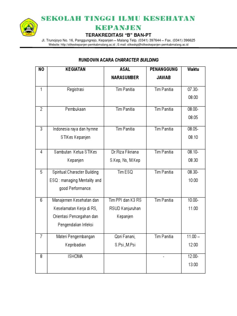 Rundown Acara Character Building Ners | PDF