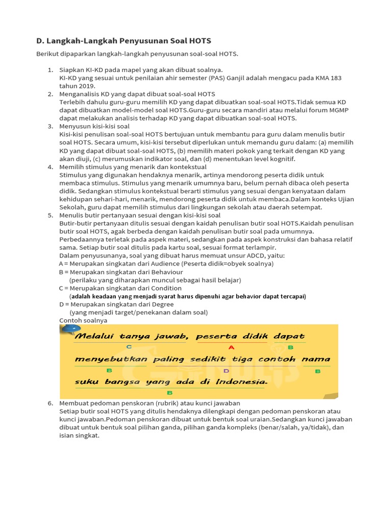 Langkah Menyusun Soal Hots Q | PDF Langkah Menyusun Soal Hots Q | PDF