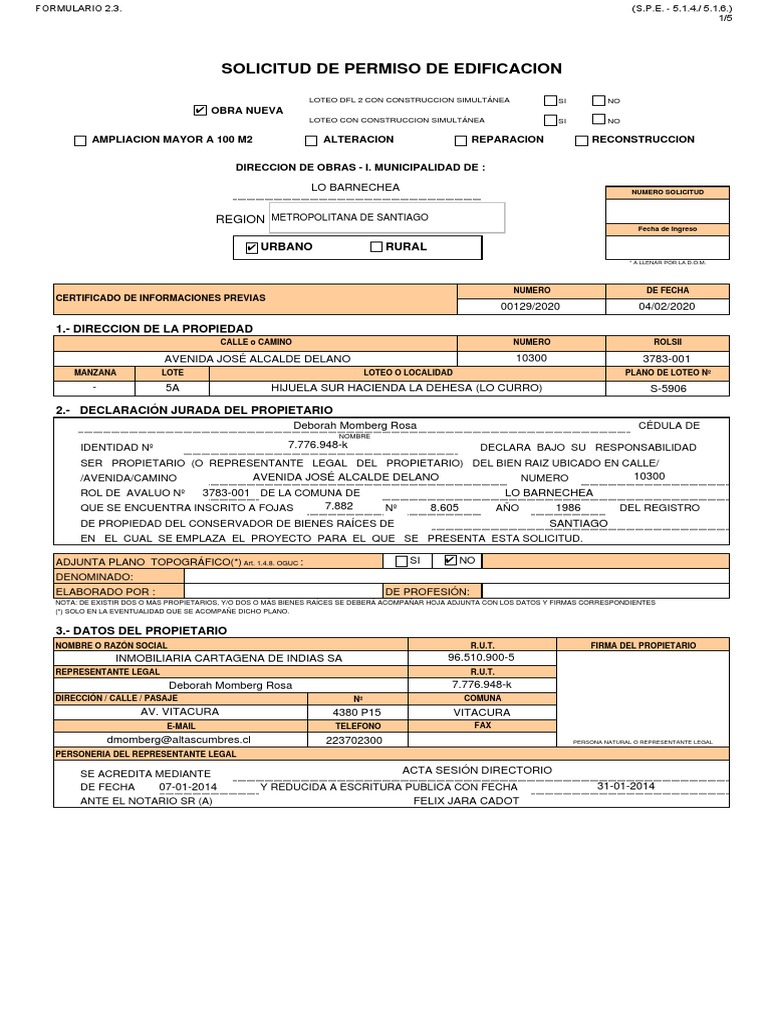 Solicitud de Permiso de Edificación | PDF