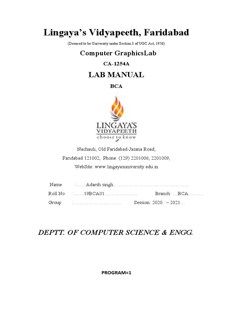 Lingaya's Vidyapeeth, Faridabad: Lab Manual | PDF | Computer ...