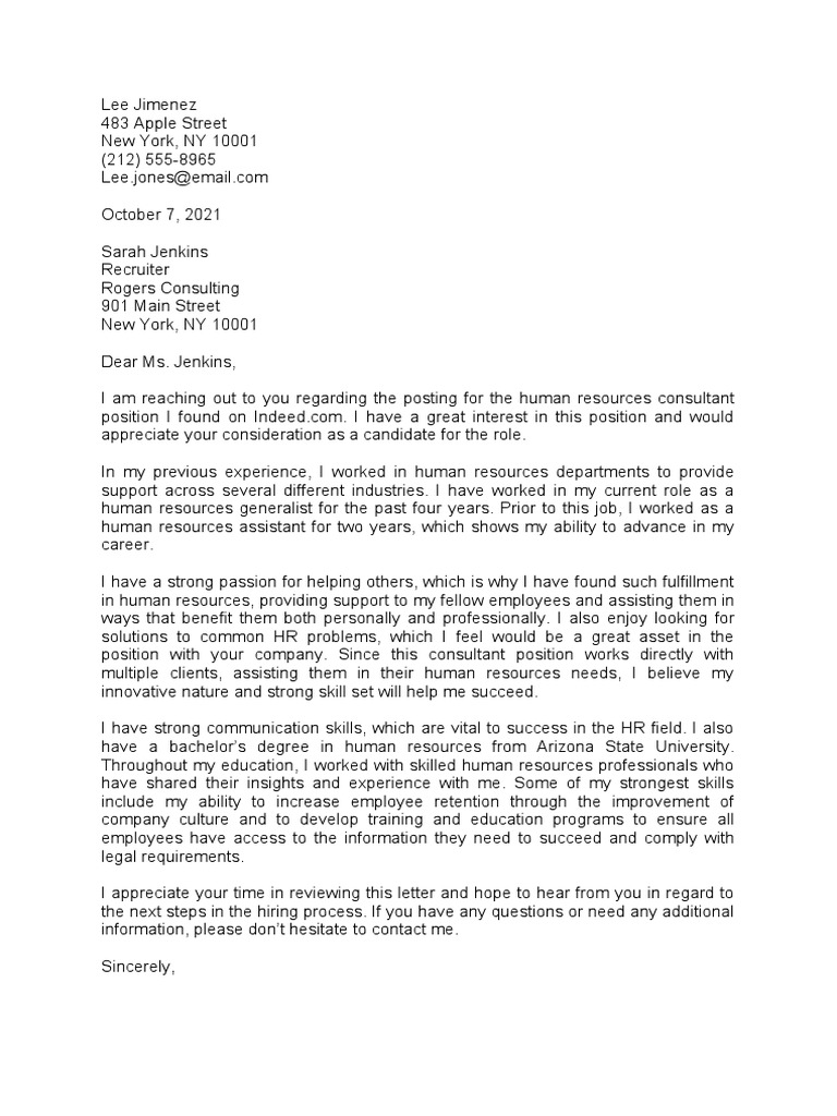 Sample Application Letter | PDF