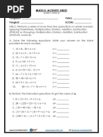 Learning Activity Sheet Mathematics 5 - PMDAS and GMDAS Rule | PDF | Bracket | Arithmetic