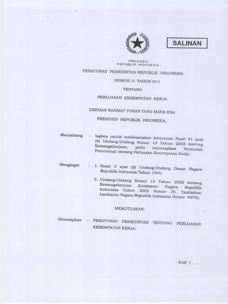 PP Nomor 33 Tahun 2013 | PDF