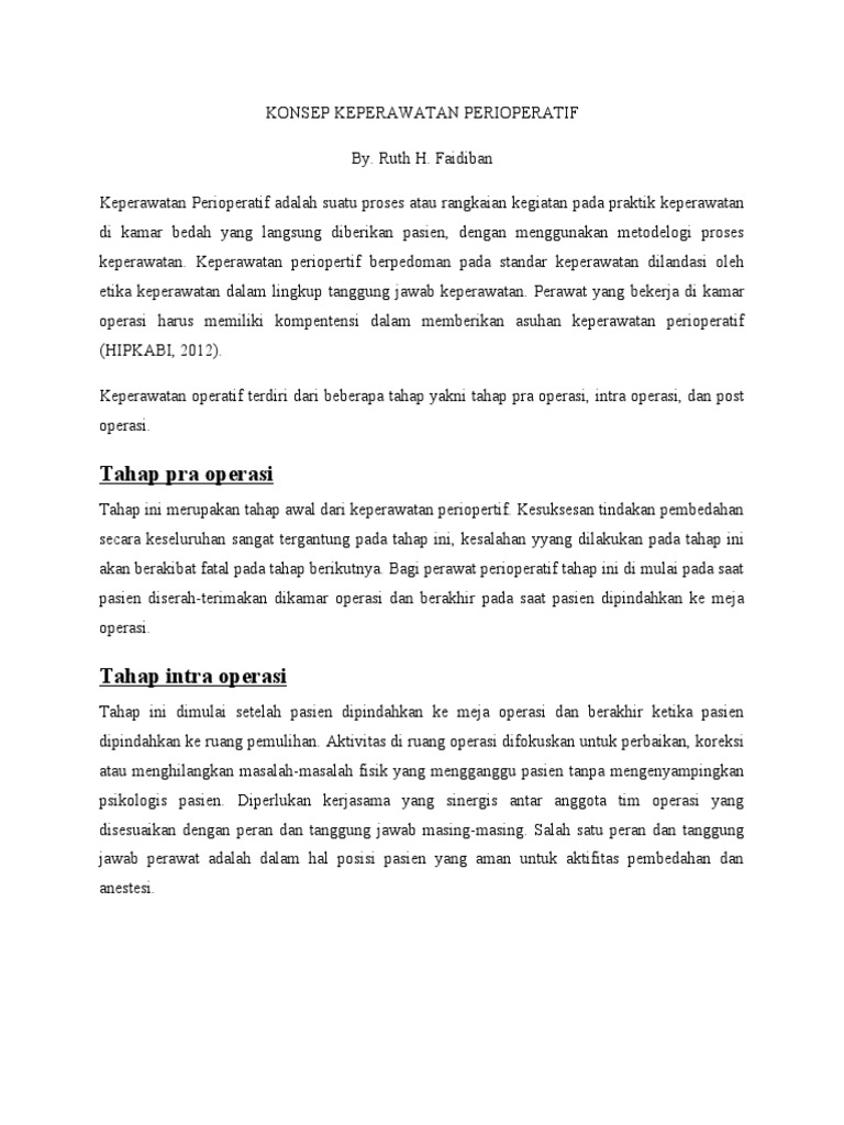 Konsep Keperawatan Perioperatif | PDF