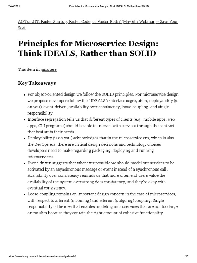 Principles For Microservice Design - Think IDEALS, Rather Than SOLID ...