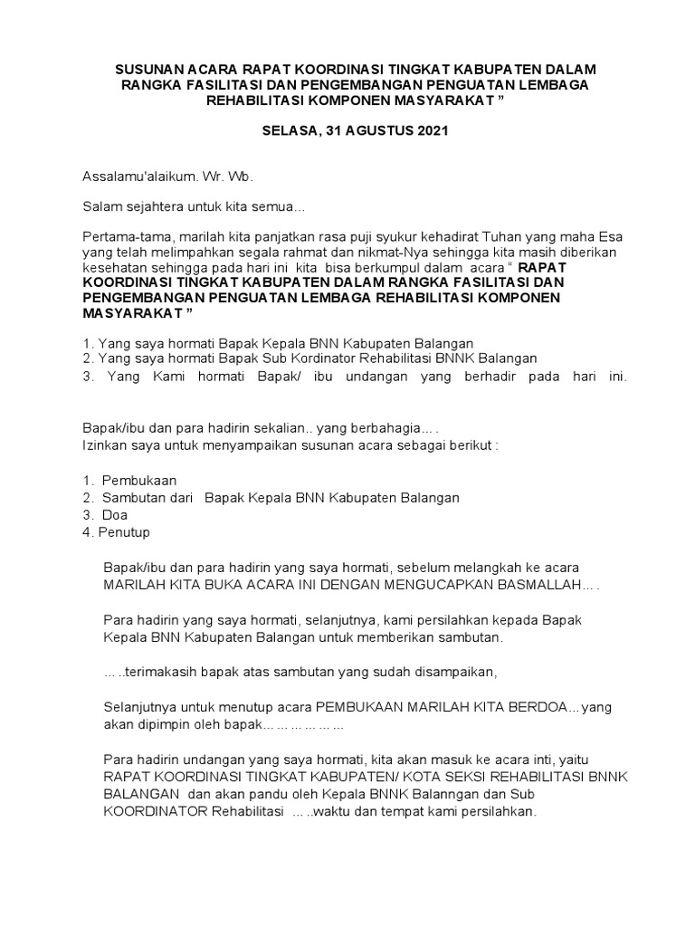 Contoh Susunan Acara Formal | PDF