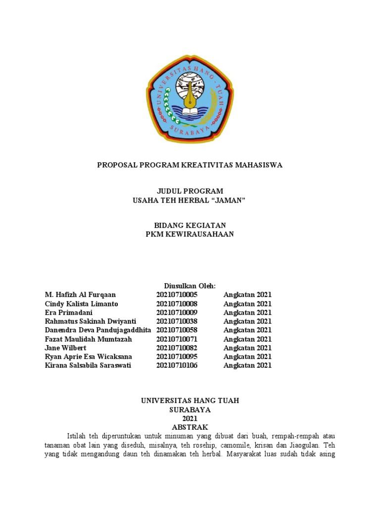 Contoh Proposal PKM K | PDF