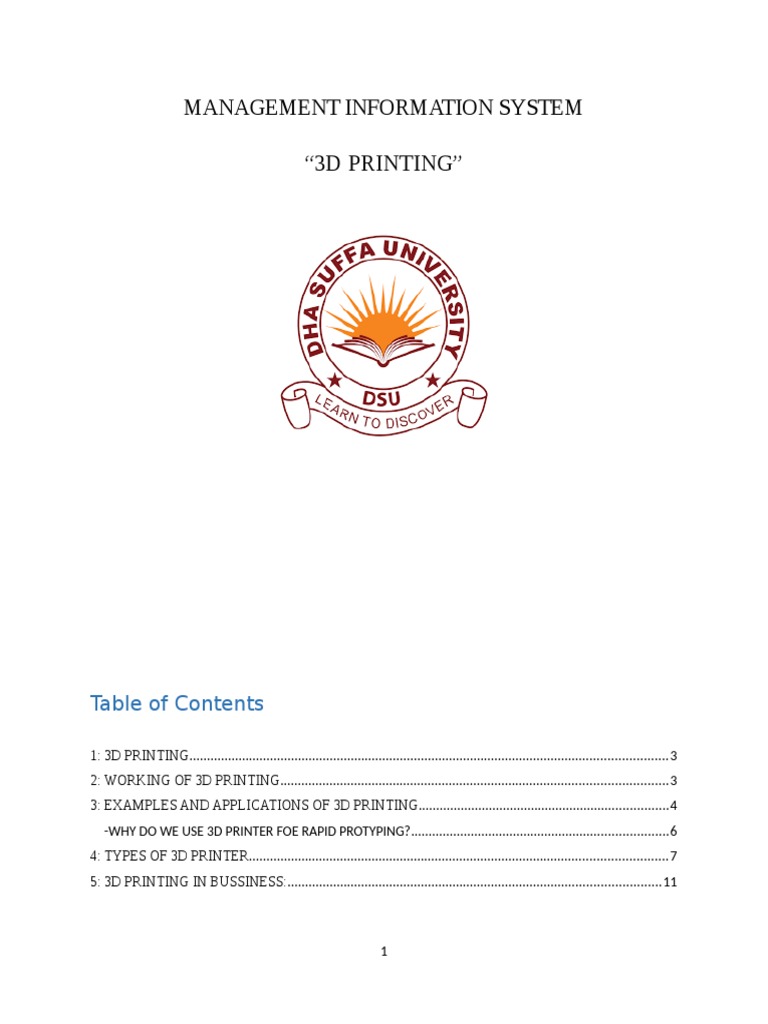 3D Printing: Guide and Applications | PDF | 3 D Printing | 3 D Computer ...
