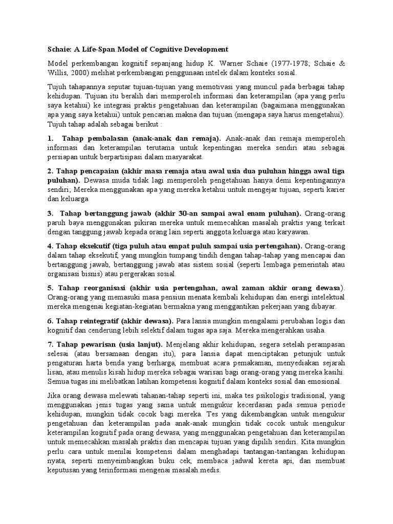 Schaie - 7 Stages Cog Development | PDF