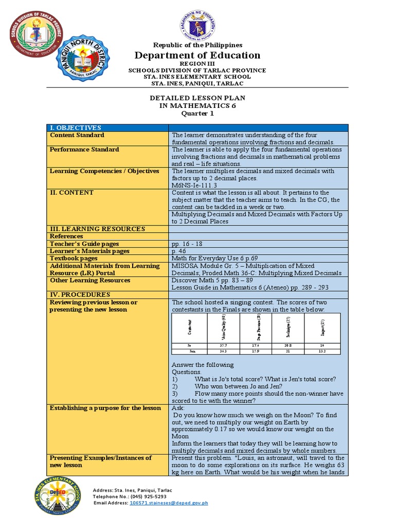 DLP Math 6 Q1 2021-2022 - Classroom Observation Darwin A. Ignacio | PDF ...