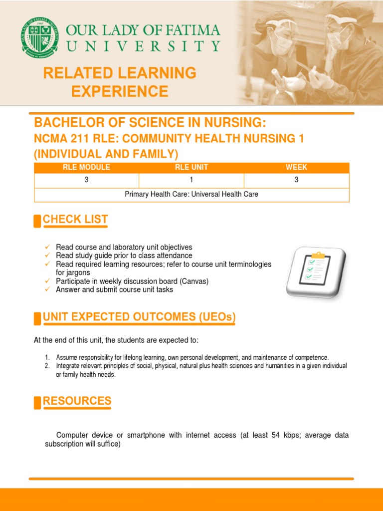 CHN 211 RLE WEEK 3 - Primary Health Care | PDF | Nursing | Learning