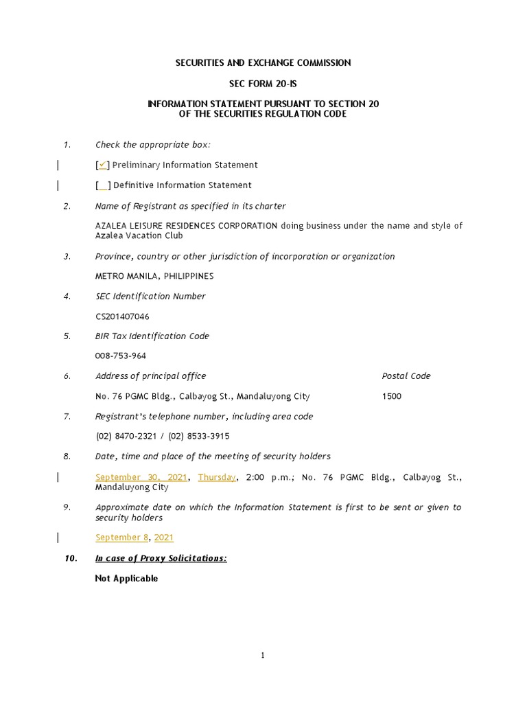 Azalea Corp. Shareholder Info | PDF | Stocks | Audit
