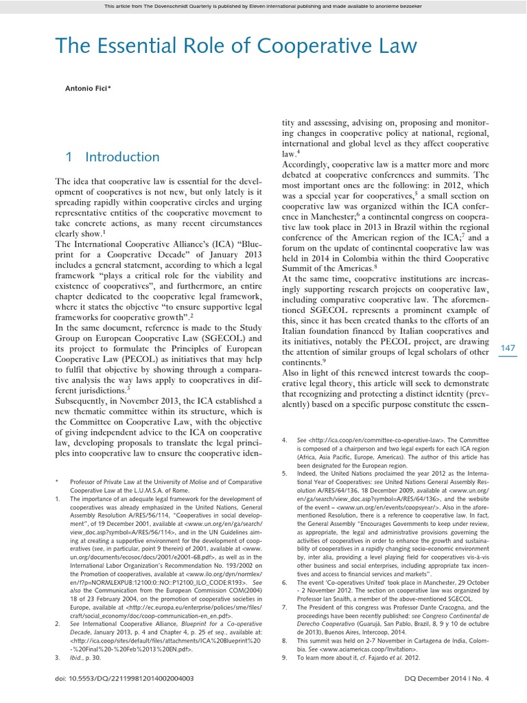 Importance of Cooperative Law for Growth | PDF | Cooperative ...