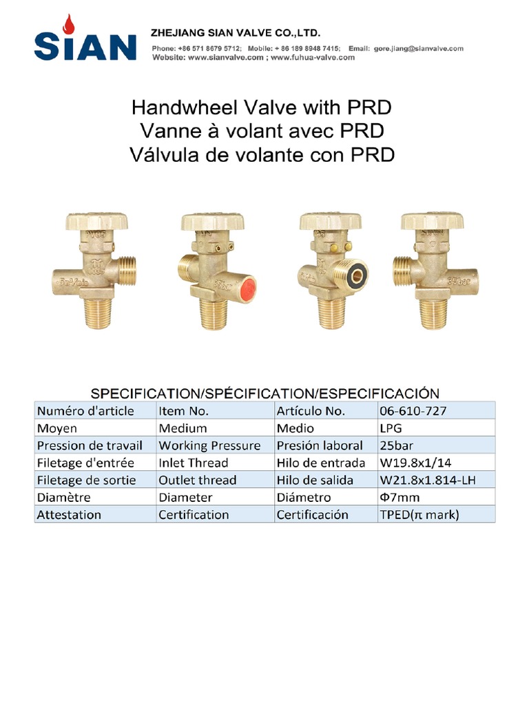 Handwheel LPG Valve With PRD | PDF