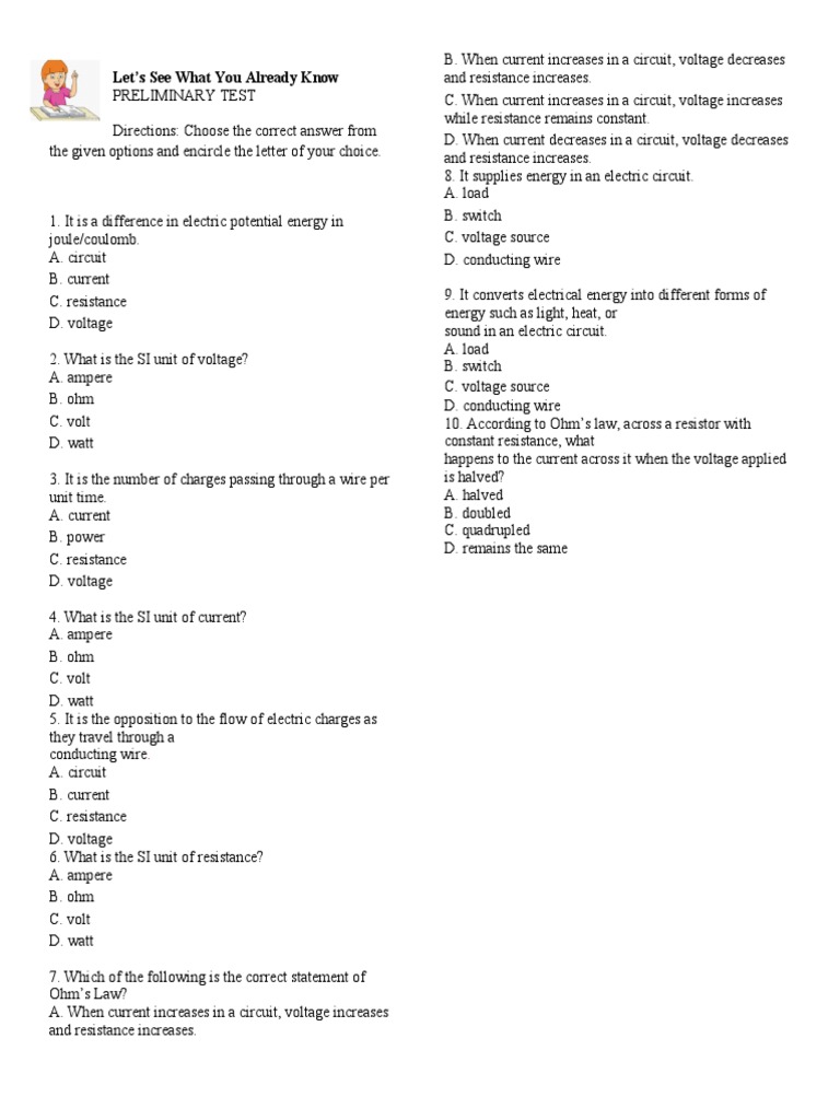 Science 8 Week 6 Activities | PDF | Voltage | Electrical Resistance And ...