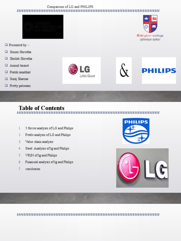 Comparison of LG and PHILIPS | PDF | Philips | Swot Analysis