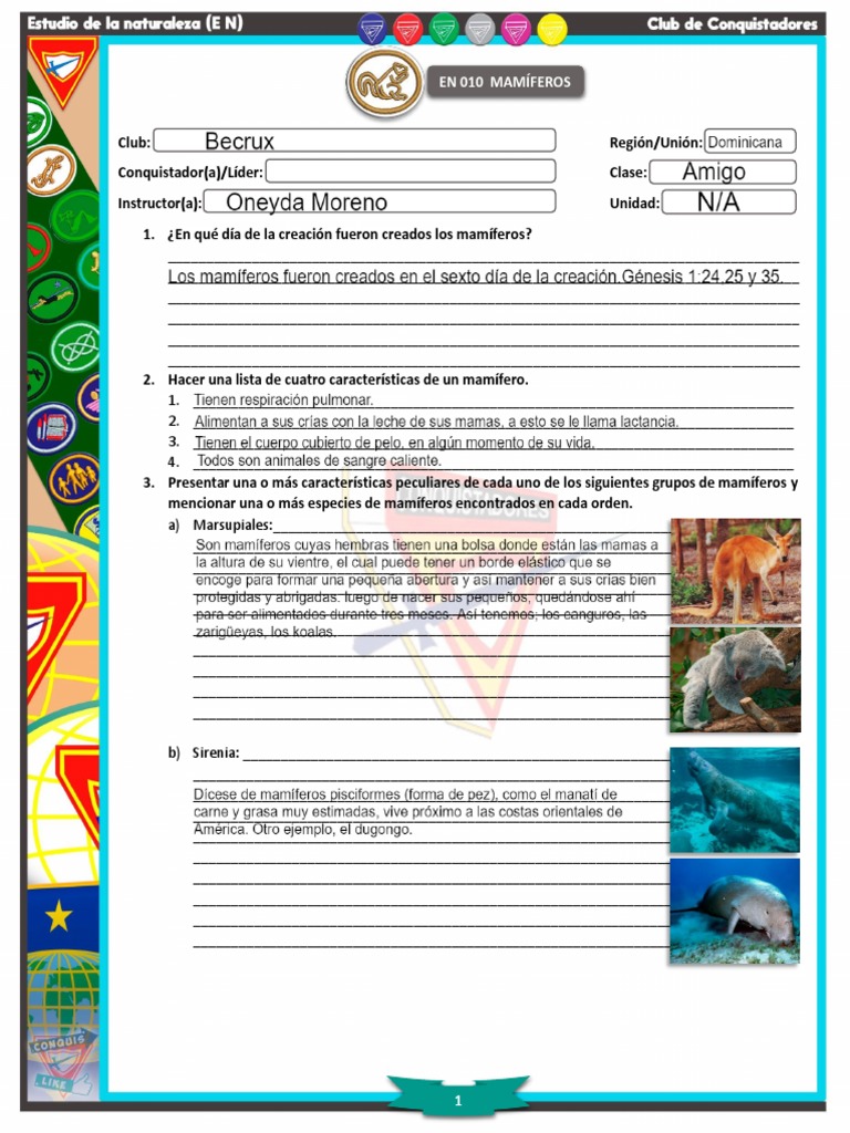 Especialidad Mamíferos Completa | PDF | Biología | Zoología