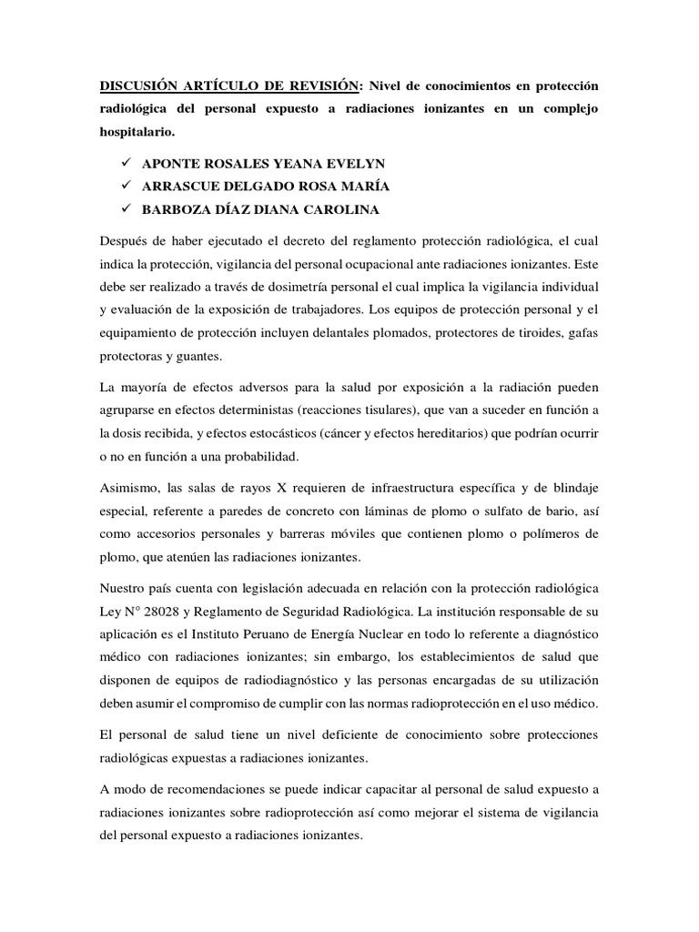 DISCUSIÓN DE ARTÍCULO- TEMA 2 | PDF | Dosimetría | Formas de energia