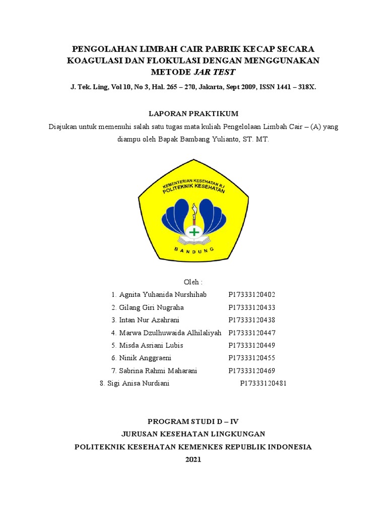 Pengolahan Limbah Cair Pabrik Kecap melalui Koagulasi dan Flokulasi ...