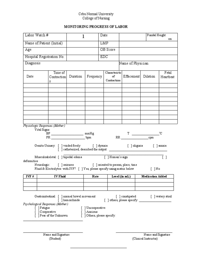 Labor Monitoring Record | PDF | Health Sciences | Medicine