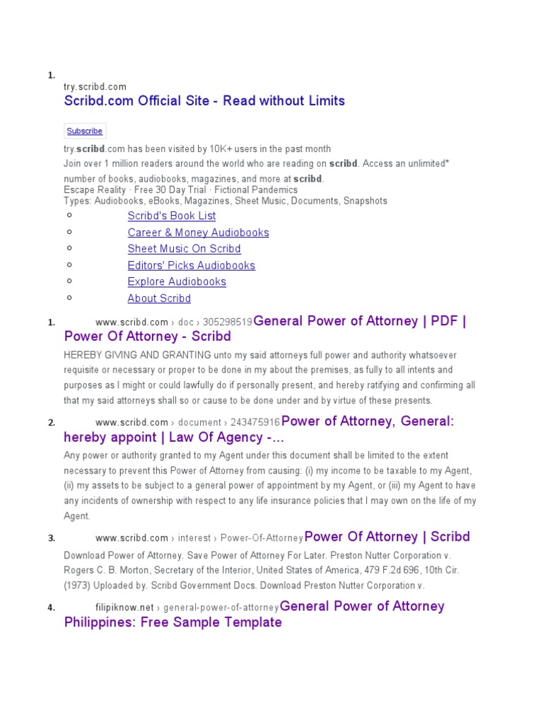 General Power of Attorney - PDF - Power of Attorney - Scribd | PDF ...