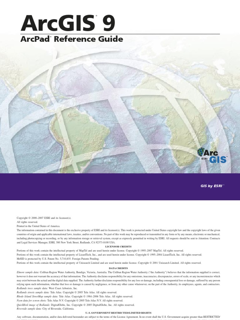 ArcPad RefGuide Dec2007 | PDF | Arc Gis | Esri