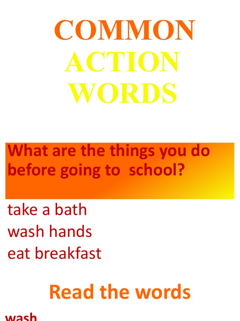 Common Action Words for Kids | PDF